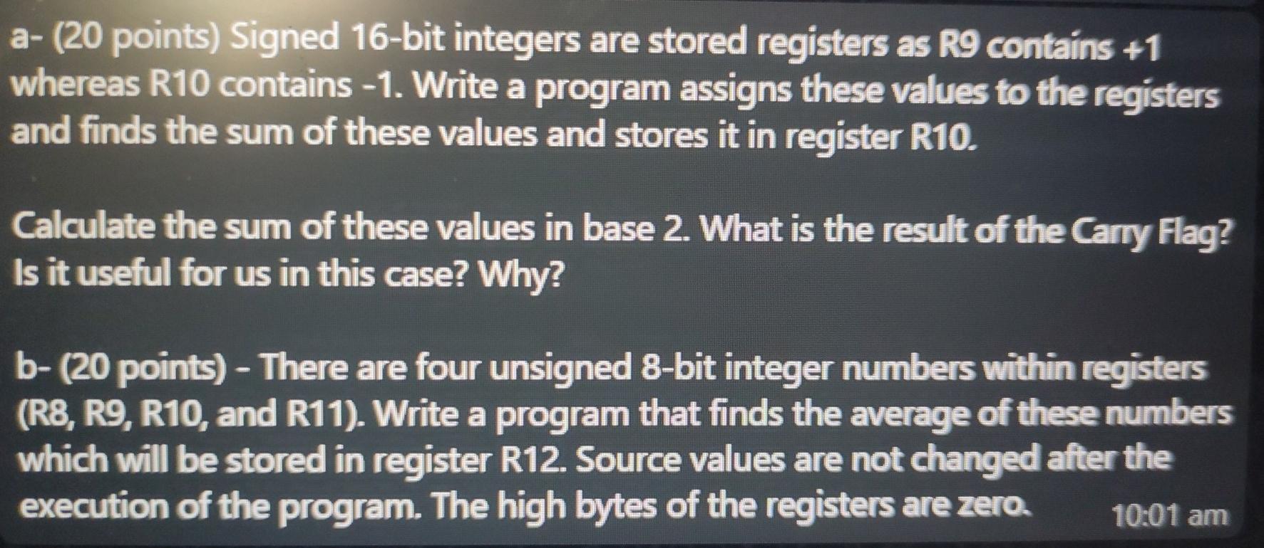 a- (20 points) Signed 16-bit integers are stored | Chegg.com