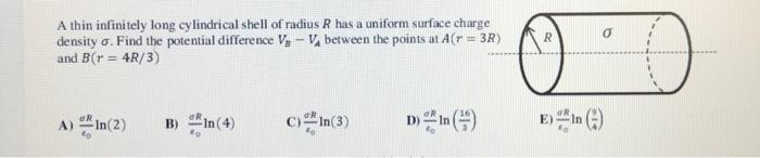 Solved A thin infinitely long cylindrical shell of radius R | Chegg.com