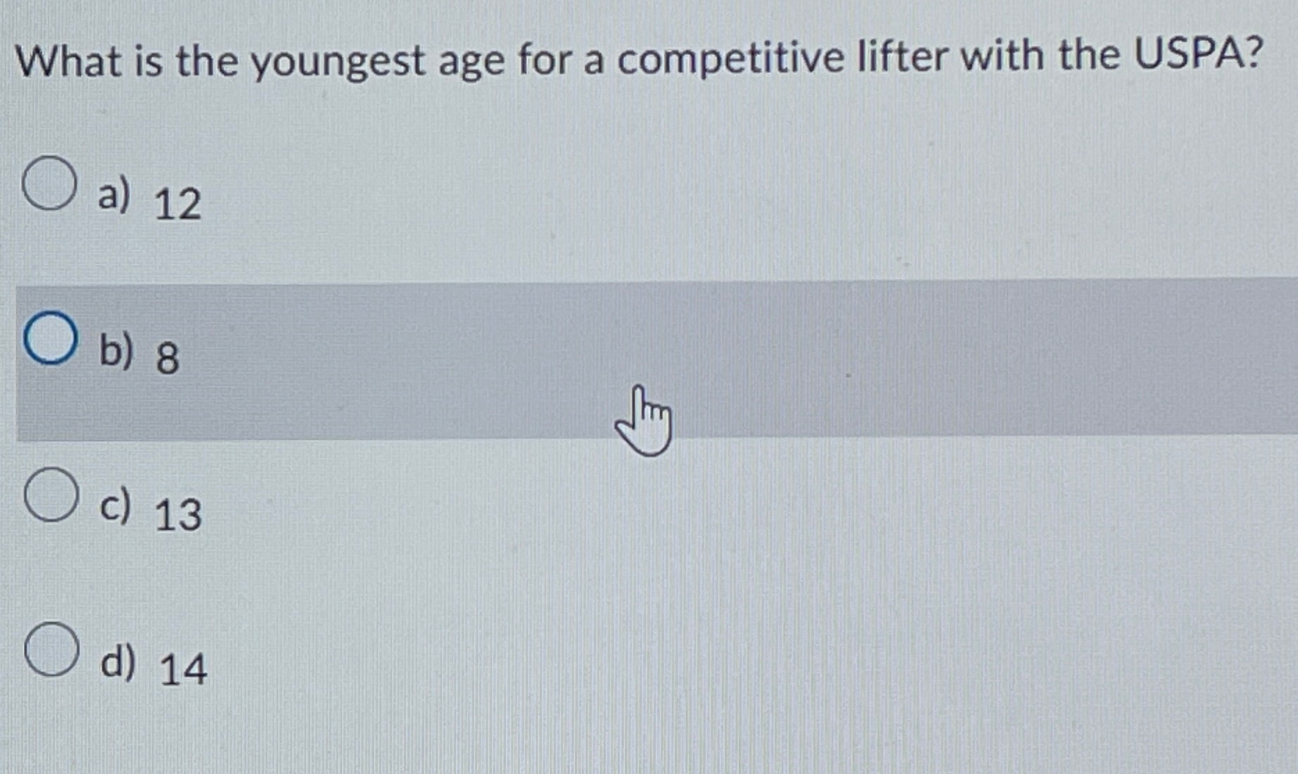 Solved What is the youngest age for a competitive lifter | Chegg.com