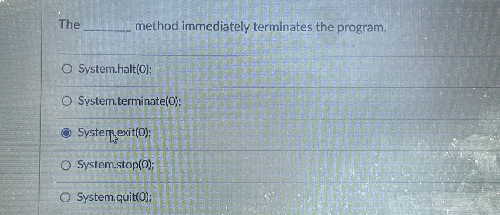 Solved The method immediately terminates the | Chegg.com