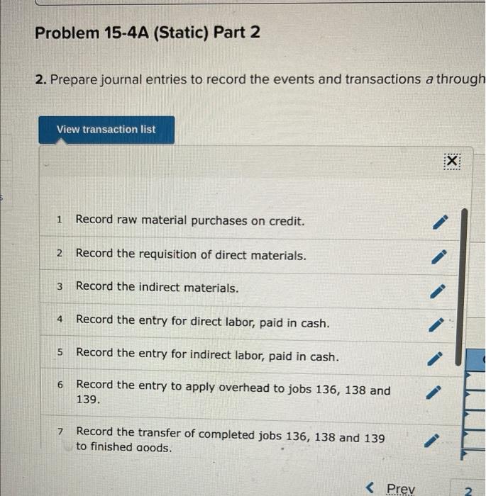 Solved Problem 15-4A (Static) Preparing job cost sheets, | Chegg.com