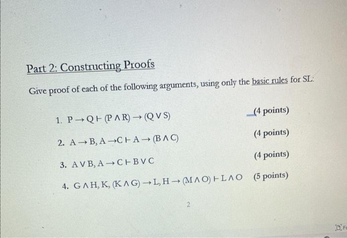 Solved Part 2: Constructing Proots Give proof of each of the | Chegg.com