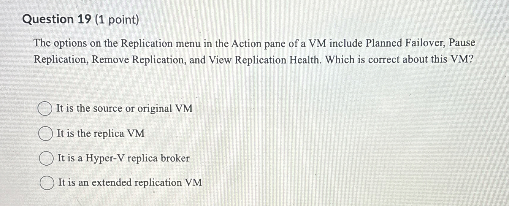 Solved Question 19 (1 ﻿point)The options on the Replication | Chegg.com