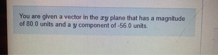 Solved You are given a vector in the zy plane that has a | Chegg.com