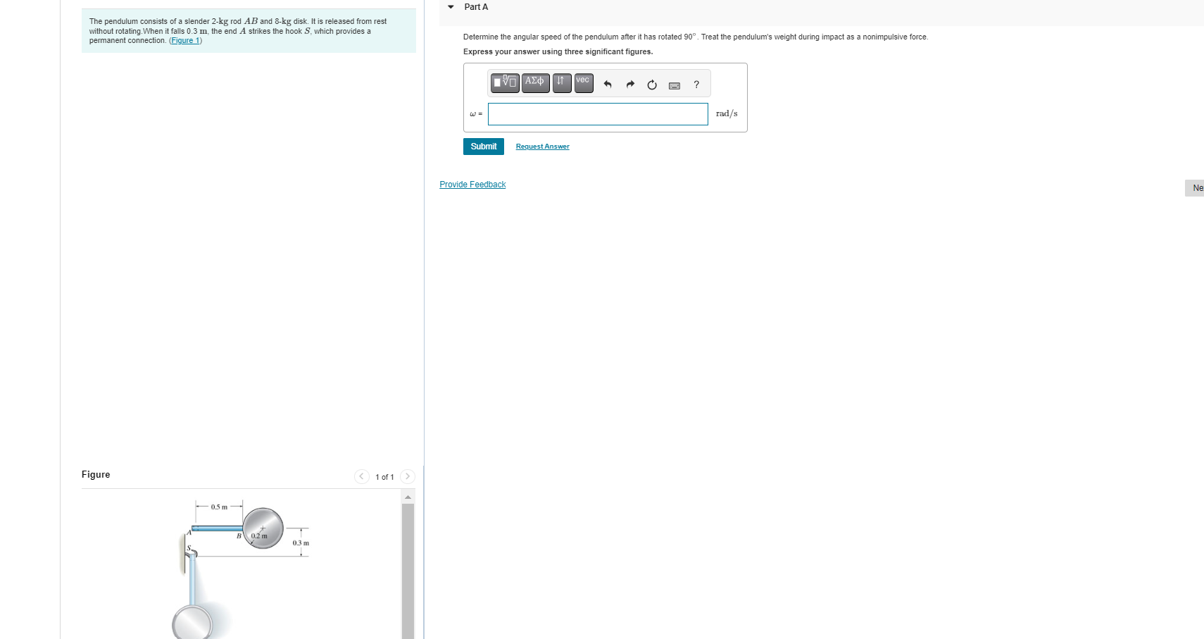 Solved The pendulum consists of a slender 2-kg ﻿rod AB ﻿and | Chegg.com
