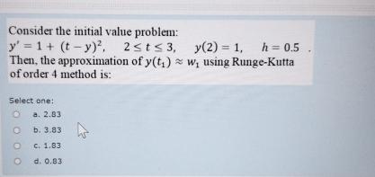 Solved Consider the initial value problem: | Chegg.com
