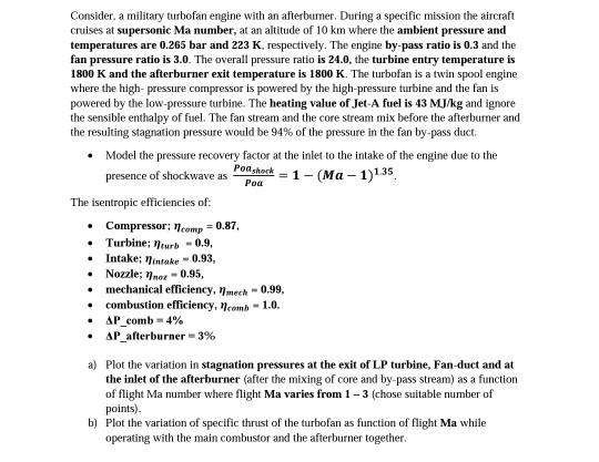 Роа Consider a military turbofan engine with an | Chegg.com