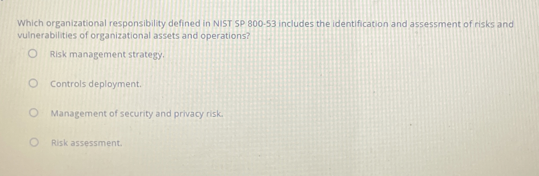 Solved Which organizational responsibility defined in NIST | Chegg.com