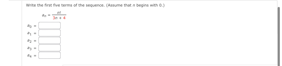 Solved Write the first five terms of the sequence. (Assume | Chegg.com