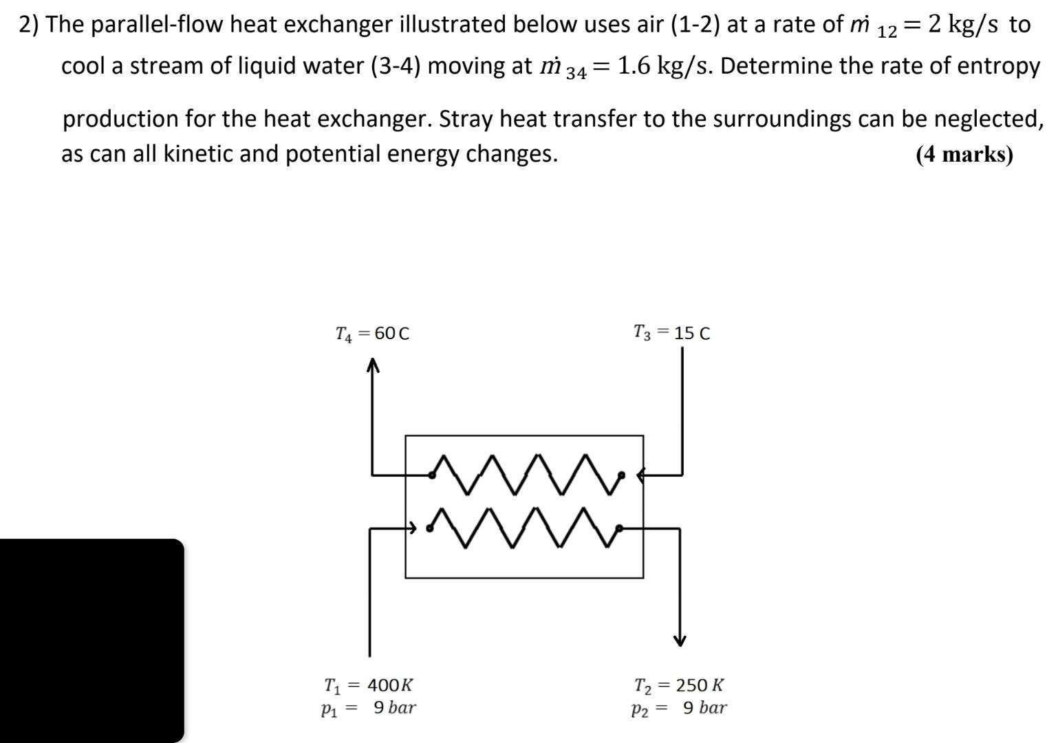 Solved = 12 2) The parallel-flow heat exchanger illustrated | Chegg.com