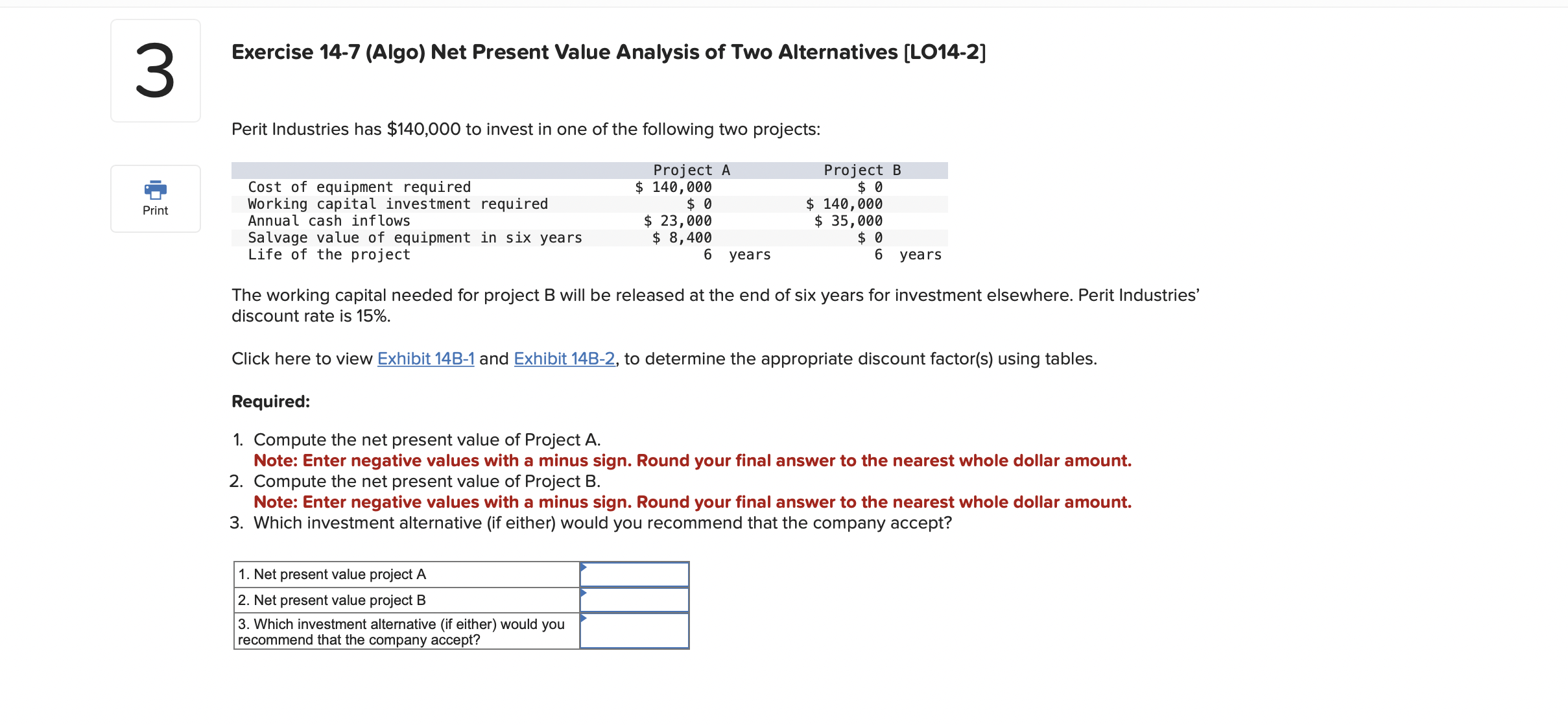 Solved Exercise 14-7 (Algo) ﻿Net Present Value Analysis of | Chegg.com