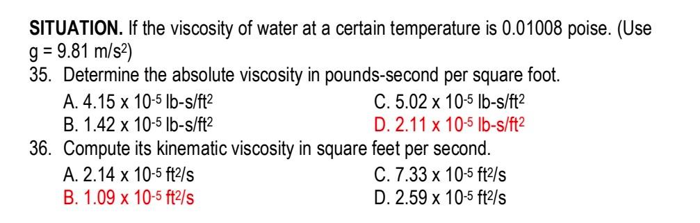Solved SITUATION. If the viscosity of water at a certain | Chegg.com