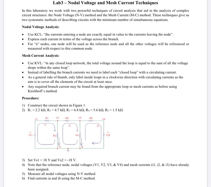 Solved Lab3 - Nodal Voltage and Mesh Current Techniques In | Chegg.com