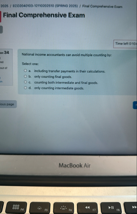 Solved 2025 / ﻿ECO2040103-12110202510 (SPRING 2025) / ﻿Final | Chegg.com