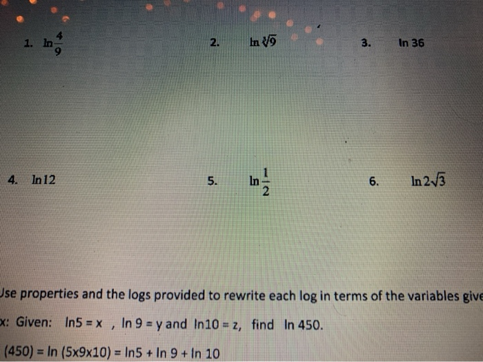 Solved Express the logarithms in terms of ln2 and ln3 for | Chegg.com