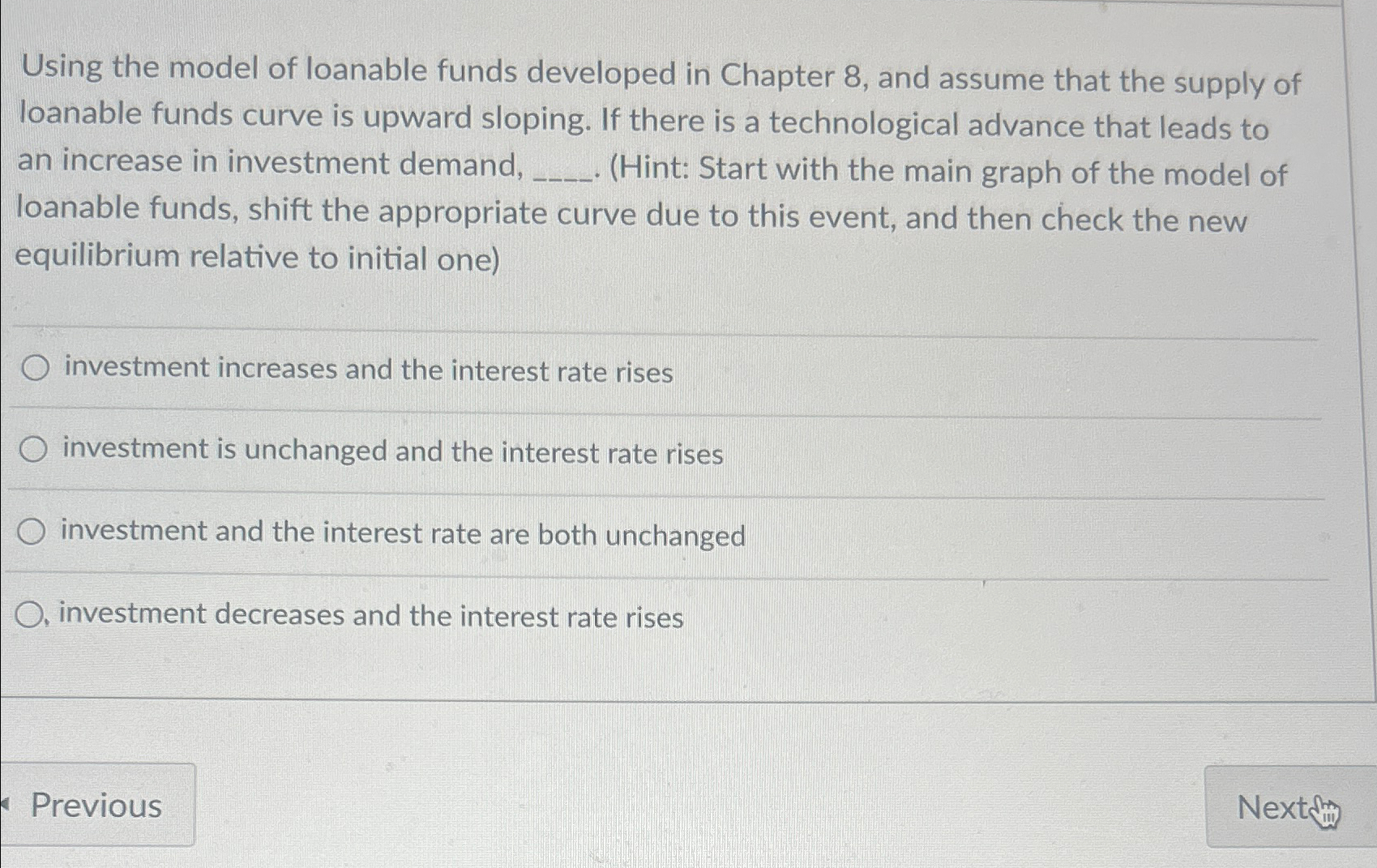 Solved Using the model of loanable funds developed in | Chegg.com