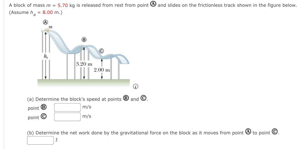 Solved A block of mass m=5.70kg ﻿is released from rest from | Chegg.com