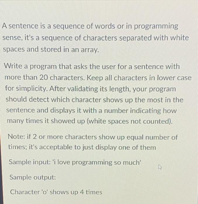 Solved A sentence is a sequence of words or in programming | Chegg.com