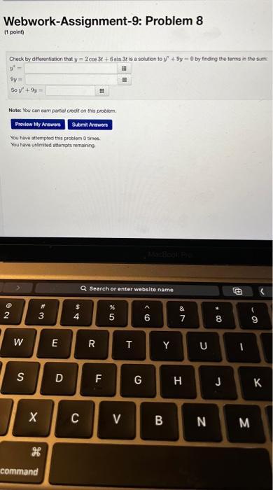 Solved Webwork-Assignment-9: Problem 8 (1 point) Check ty | Chegg.com