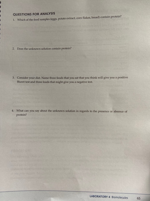 Solved EXERCISE 3. BIURET TEST FOR PROTEINS INTRODUCTION | Chegg.com