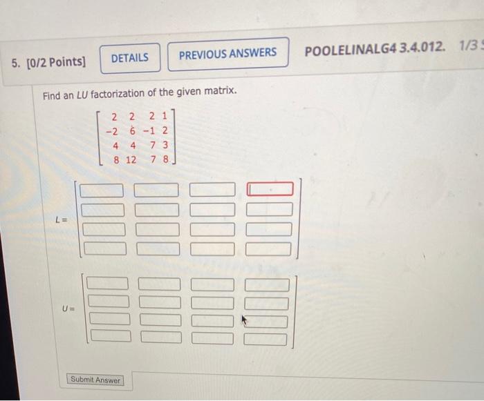 Solved PREVIOUS ANSWERS POOLELINALG4 3.4.012, 1/35 DETAILS | Chegg.com