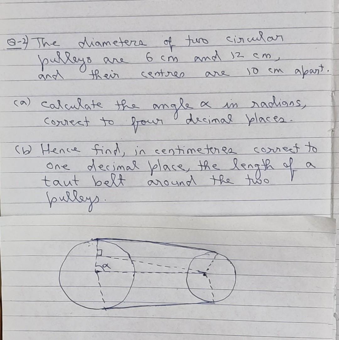 Solved Q-2) The diameters of turo circular pulleys are \\( 6 | Chegg.com
