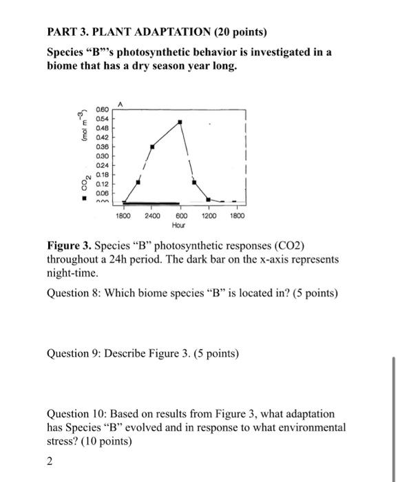 Solved PART 3. PLANT ADAPTATION (20 points) Species Solved PART 3. PLANT ADAPTATION (20 points) Species