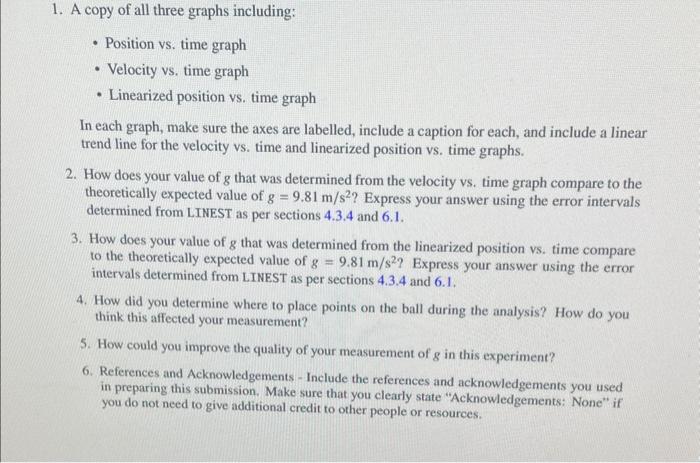 Solved 1. A copy of all three graphs including: - Position | Chegg.com