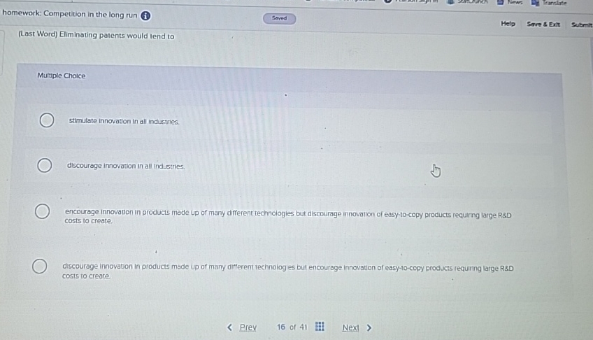 Solved homework: Competition in the long run(Last Word) | Chegg.com