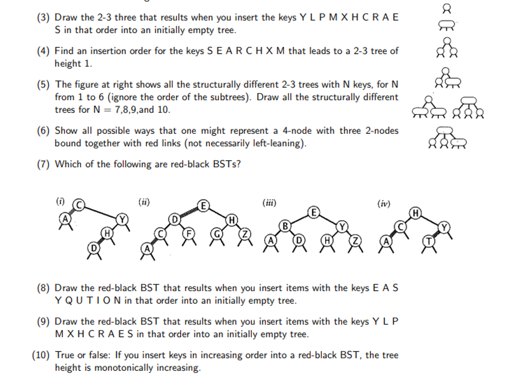 Solved (3) ﻿Draw the 2-3 ﻿three that results when you insert | Chegg.com