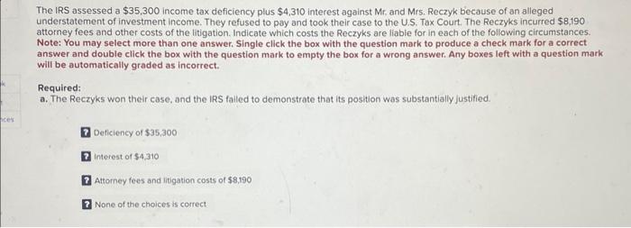 Solved The IRS assessed a $35,300 income tax deficiency plus | Chegg.com