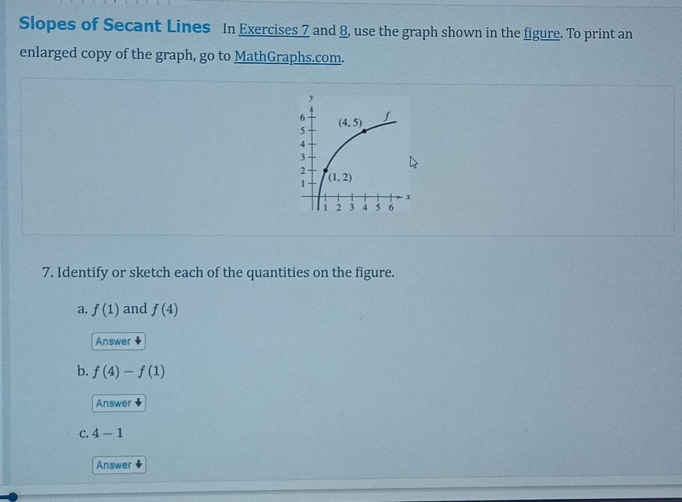 Solved Slopes of Secant Lines In Exercises 7 and 8, use the | Chegg.com