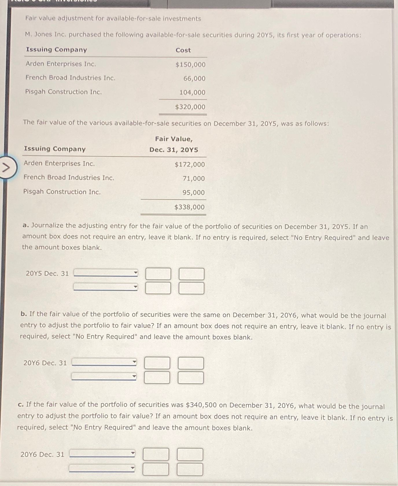 Solved Fair value adjustment for available-for-sale | Chegg.com