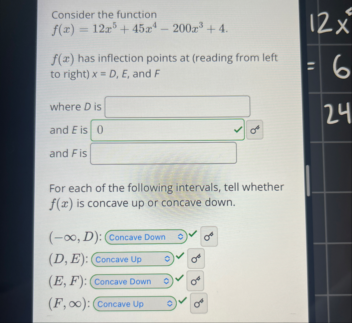 Solved Consider the functionf(x)=12x5 45x4-200x3 4f(x) ﻿has | Chegg.com