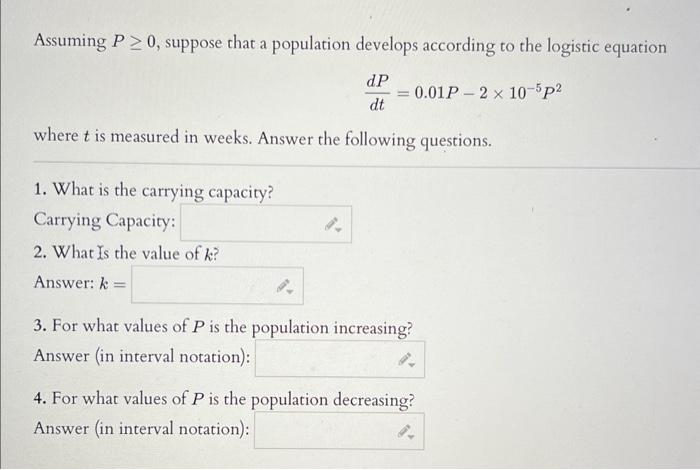 Solved Assuming P≥0, suppose that a population develops | Chegg.com