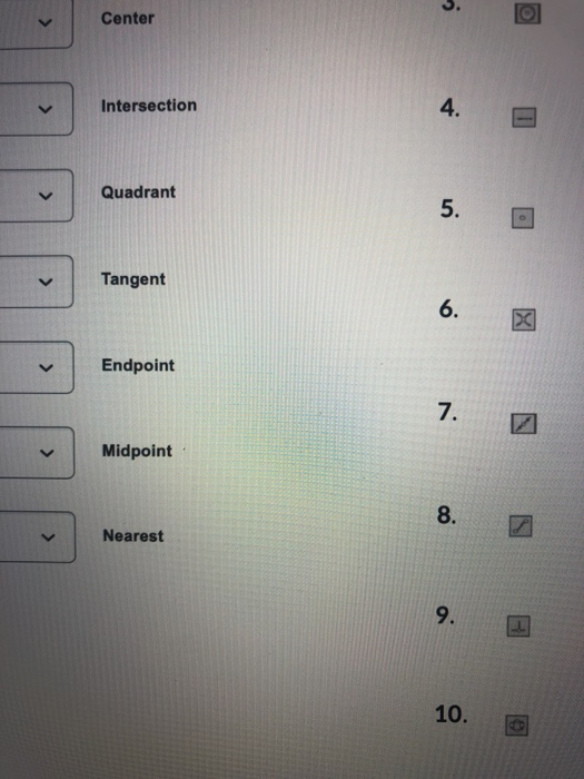 Solved Center Intersection Quadrant Tangent Endpoint | Chegg.com