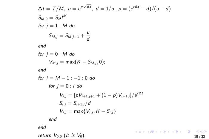 (American put option) Implement the Algorithm 3. Use | Chegg.com
