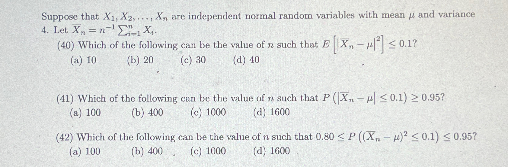 Solved Suppose that x1,x2,dots,xn ﻿are independent normal | Chegg.com
