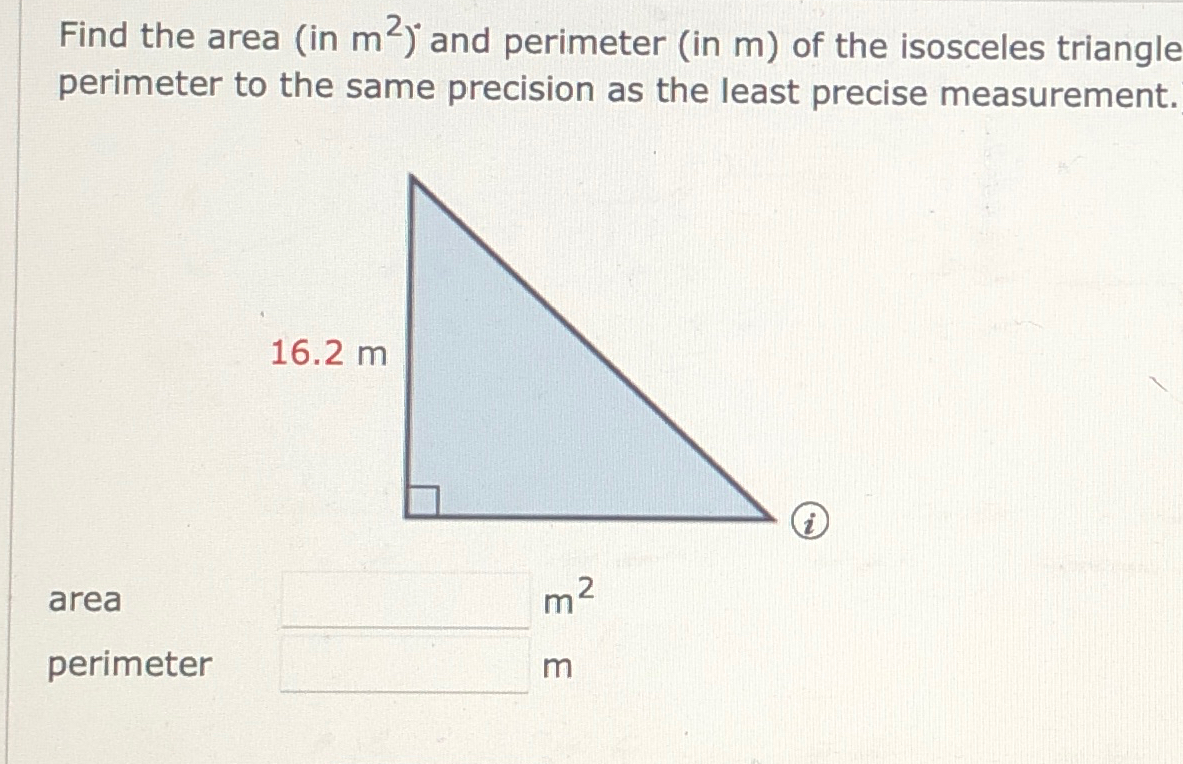 Solved Find the area (in m2 ) ﻿and perimeter (in m ) ﻿of the | Chegg.com