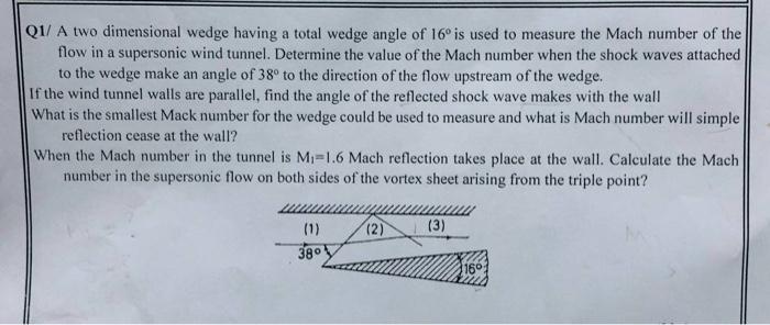 Solved 01/ A two dimensional wedge having a total wedge | Chegg.com