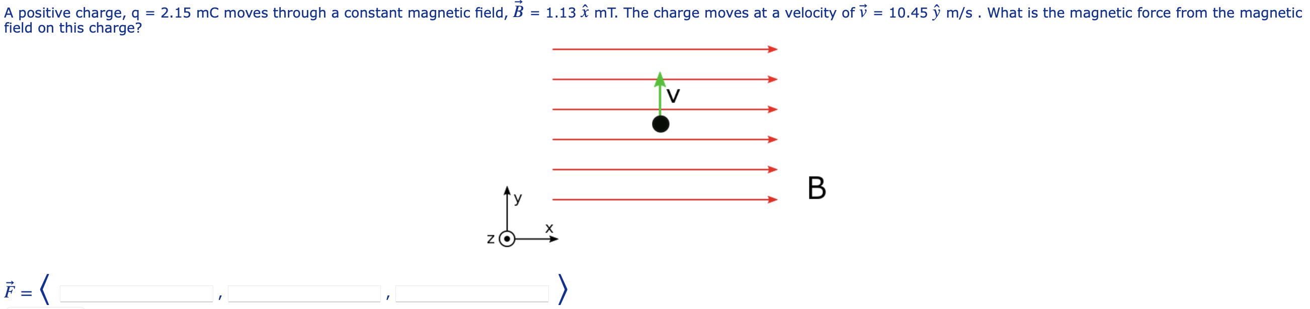Solved A positive charge, q = 2.15 mC moves through a | Chegg.com