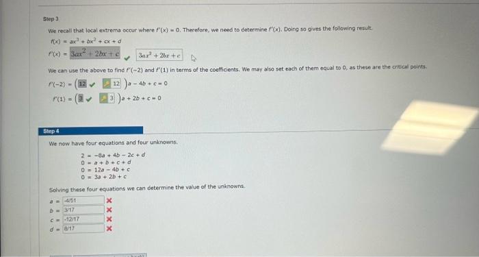 Solved Find a cubic function f(x)=3x2+bx2+cx+d that has a | Chegg.com