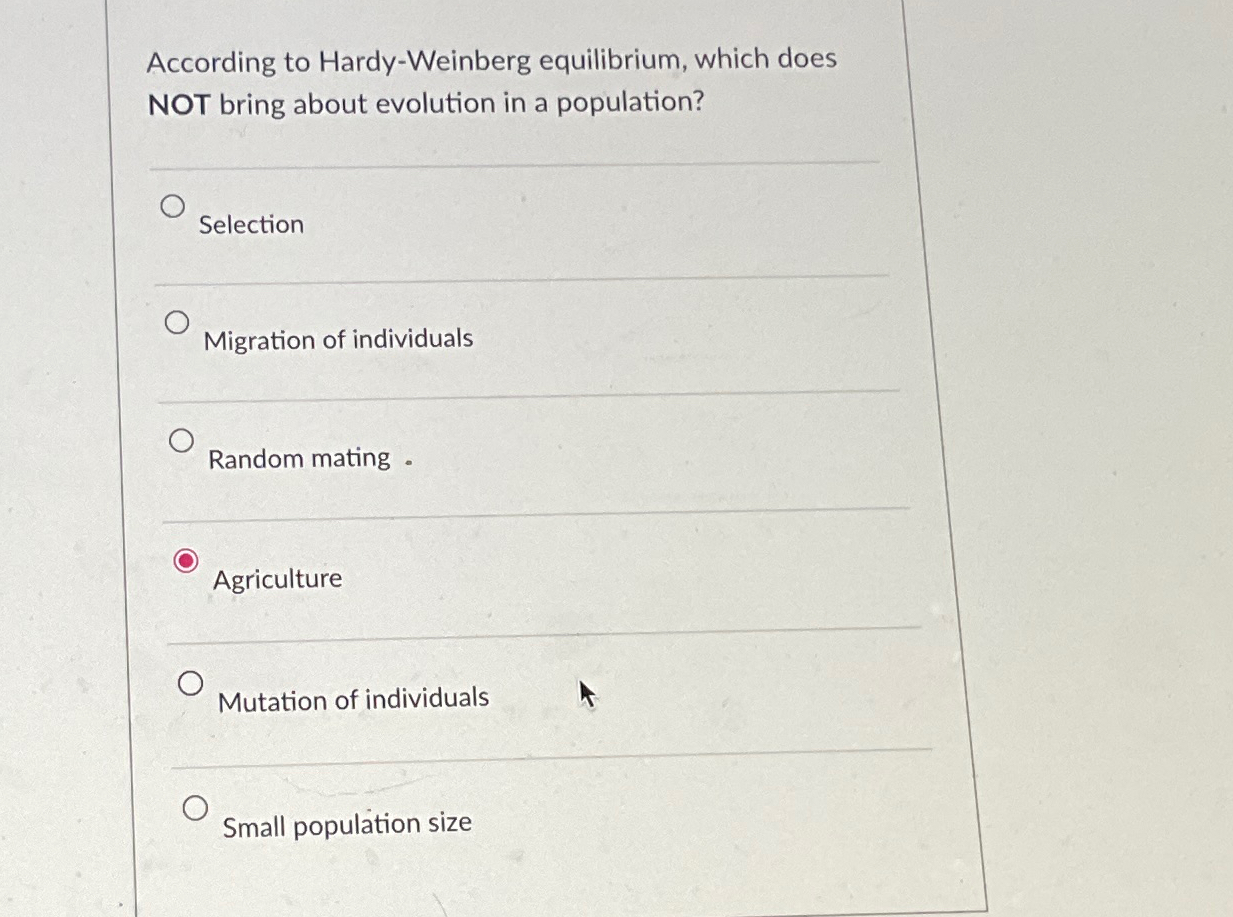Solved According to Hardy-Weinberg equilibrium, which does | Chegg.com