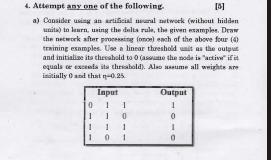Solved 4. Attempt any one of the following. [5] a) Consider | Chegg.com