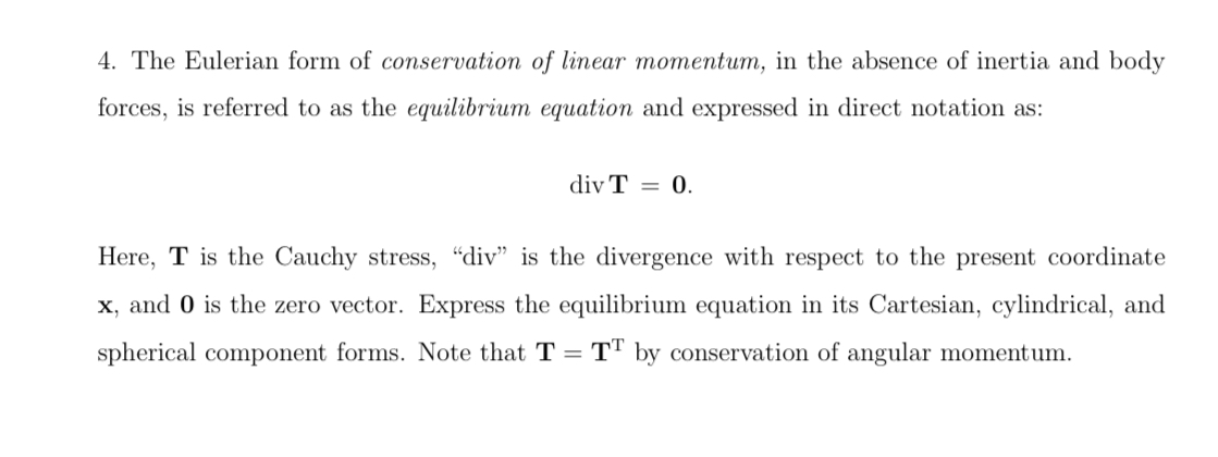 Solved The Eulerian form of conservation of linear momentum, | Chegg.com