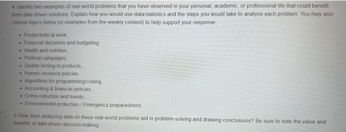 Solved 4. Identity two examples of real-world problems that | Chegg.com