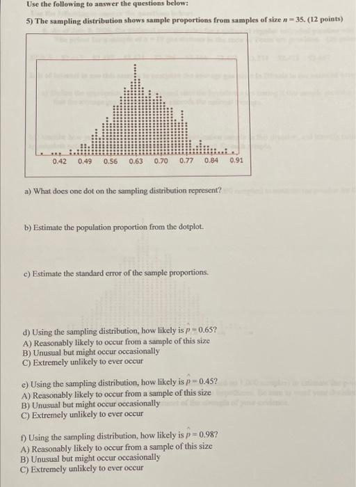 Solved Use the following to answer the questions below: 5) | Chegg.com