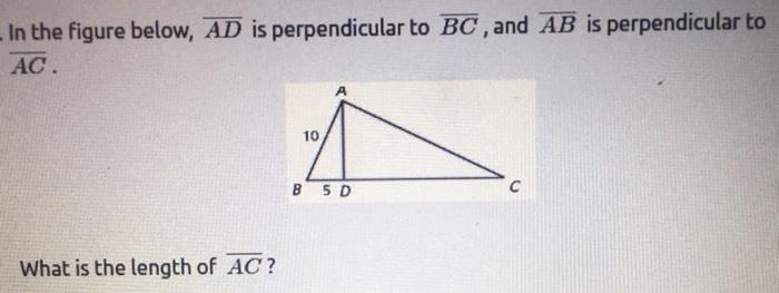 Solved In the figure below, AD is perpendicular to BC, and | Chegg.com