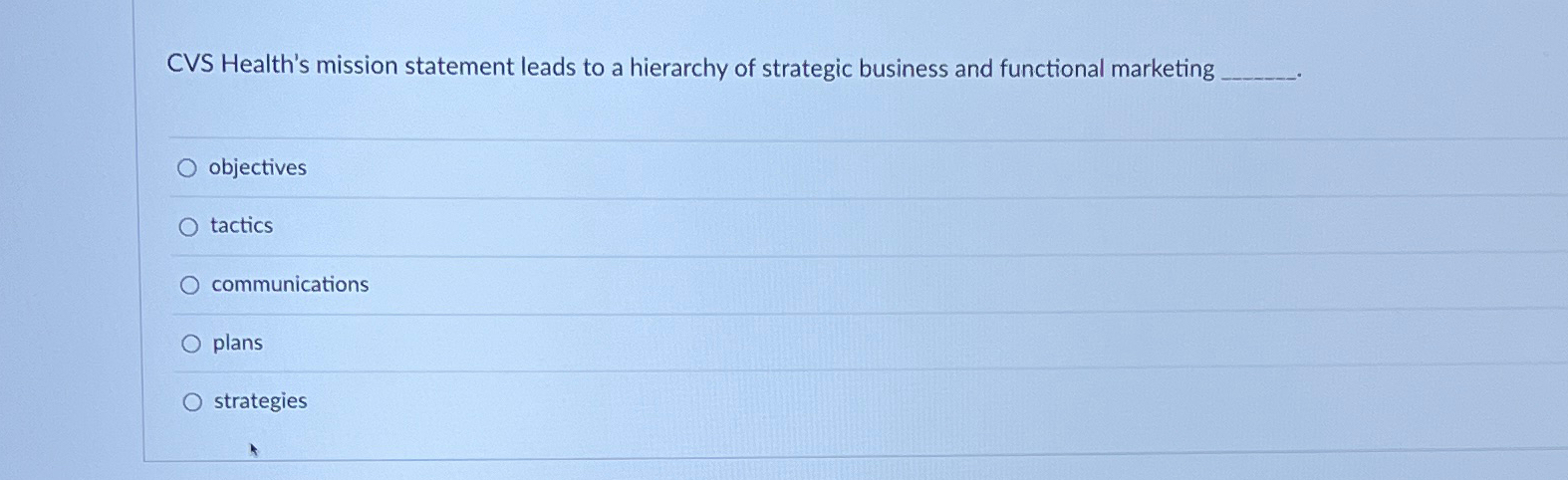 Solved CVS Health's mission statement leads to a hierarchy | Chegg.com