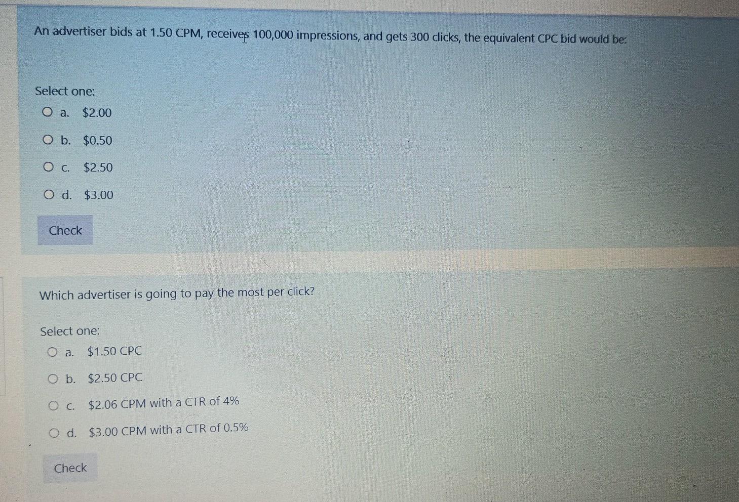Solved Impressions Clicks Total Cost Conversions CPC Total | Chegg.com
